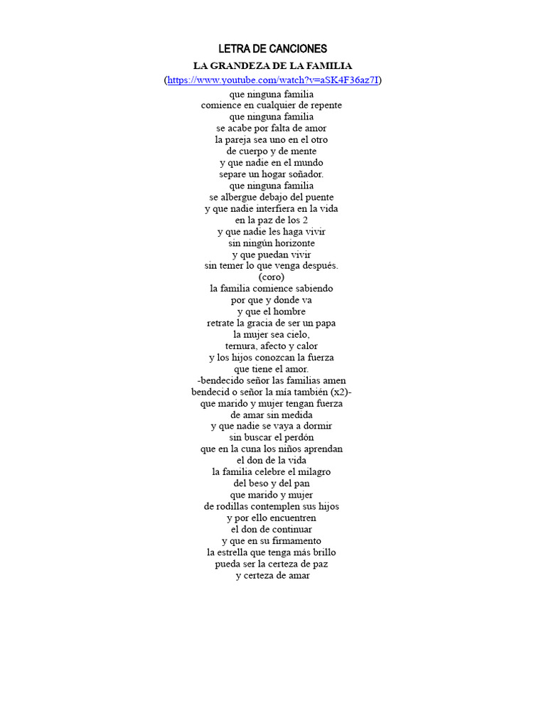 Canciones sobre la familia y su amor | PDF | Amor