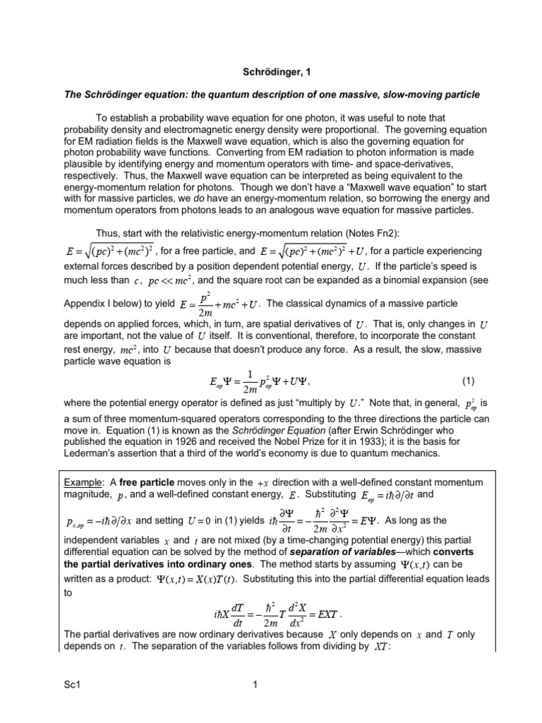 Schrodinger 1 | PDF | Schrödinger Equation | Wave Function