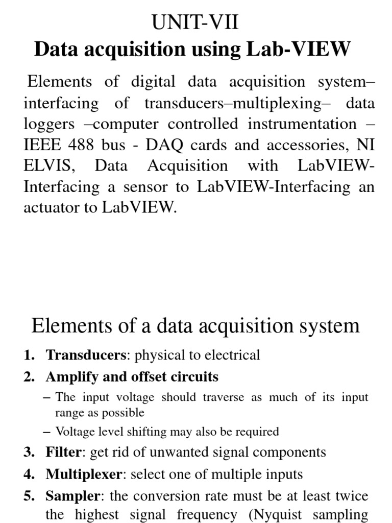 Unit 7 | PDF | Data Acquisition | Analog To Digital Converter