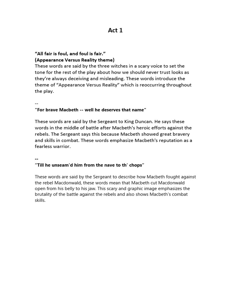 Act 1 | PDF | Macbeth