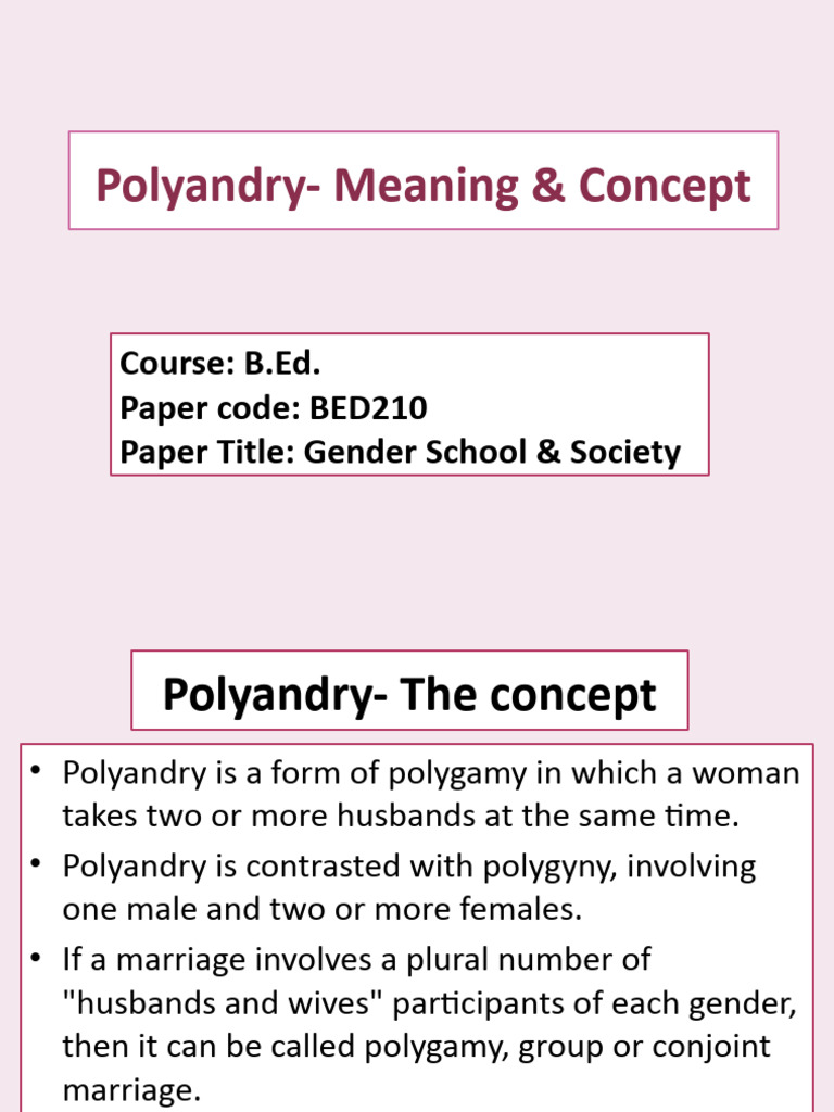 Polyandry - Meaning & Concept | PDF | Polygamy