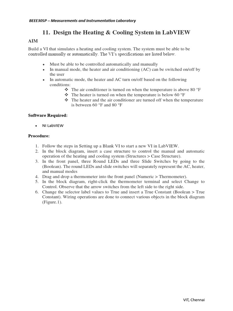 Heating & Cooling System in LabVIEW | PDF | Thermometer | Temperature