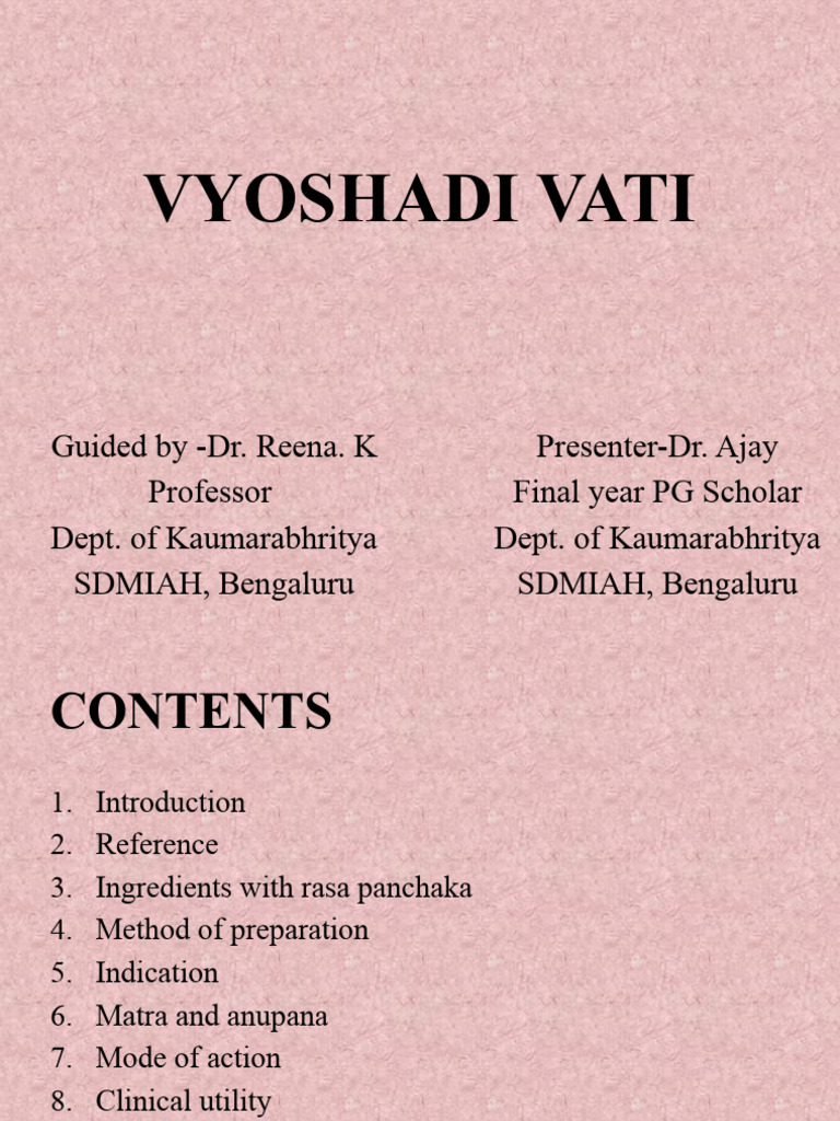 Vyoshadi Vati Updated | PDF | Ayurveda