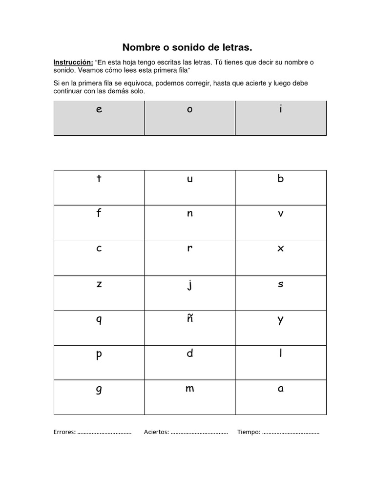 Nombre o Sonido de Letras | PDF