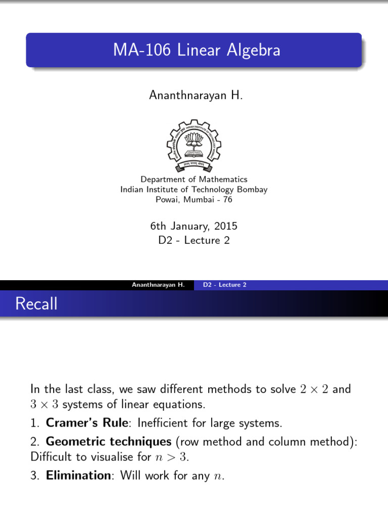 Handout - Lecture2 - D2 (2018 - 06 - 09 11 - 40 - 07 UTC) | PDF | Matrix (Mathematics) | System ...