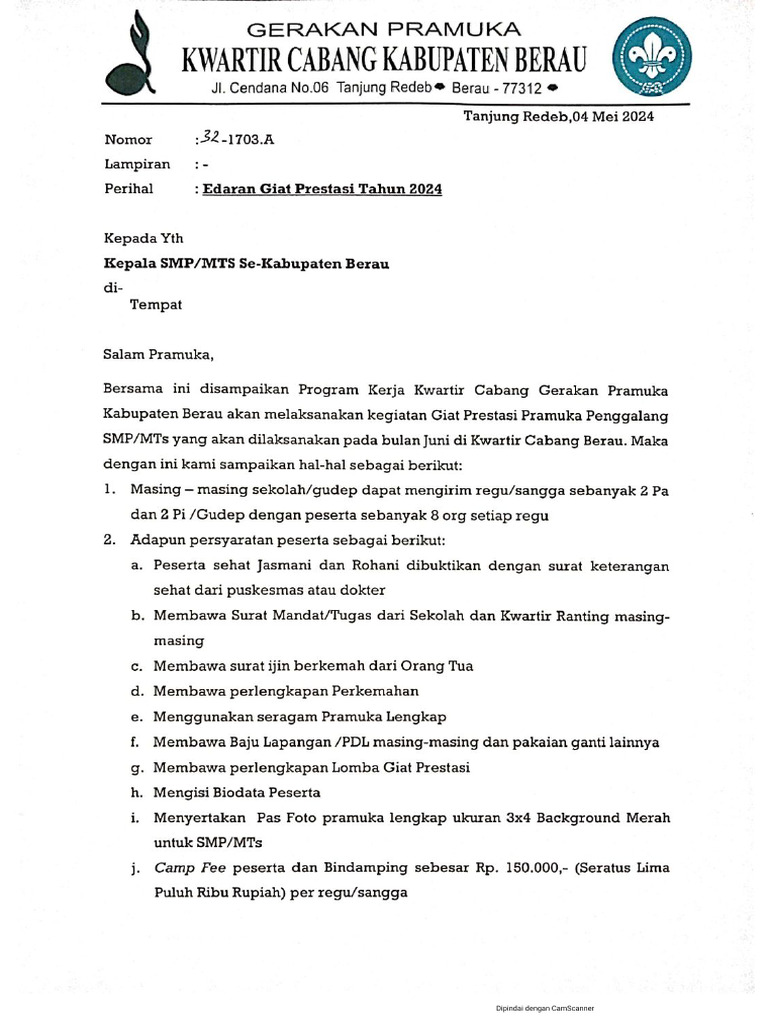 Edaran Giat Prestasi Tahun 2024 | PDF