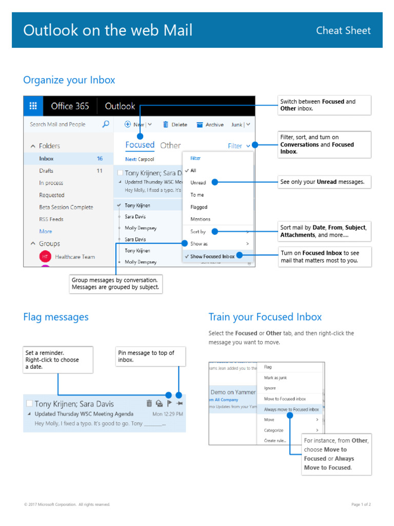 Outlook Web Mail Organization Tips | PDF | Microsoft Outlook | Computer ...