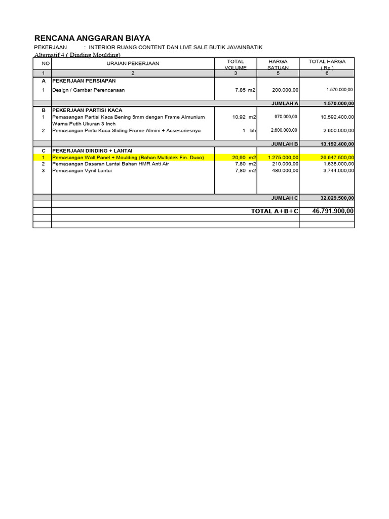 RAB Renov Ruangan | PDF