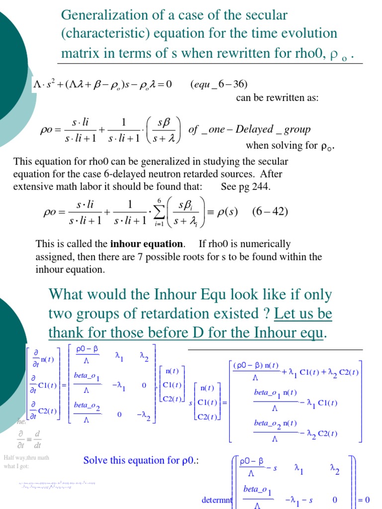 Generalization of A Case of The Secular (Characteristic) Equation For ...