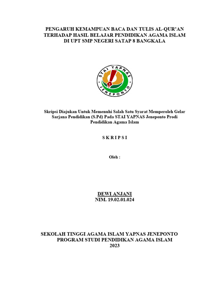 Skripsi Dewi Anjani | PDF