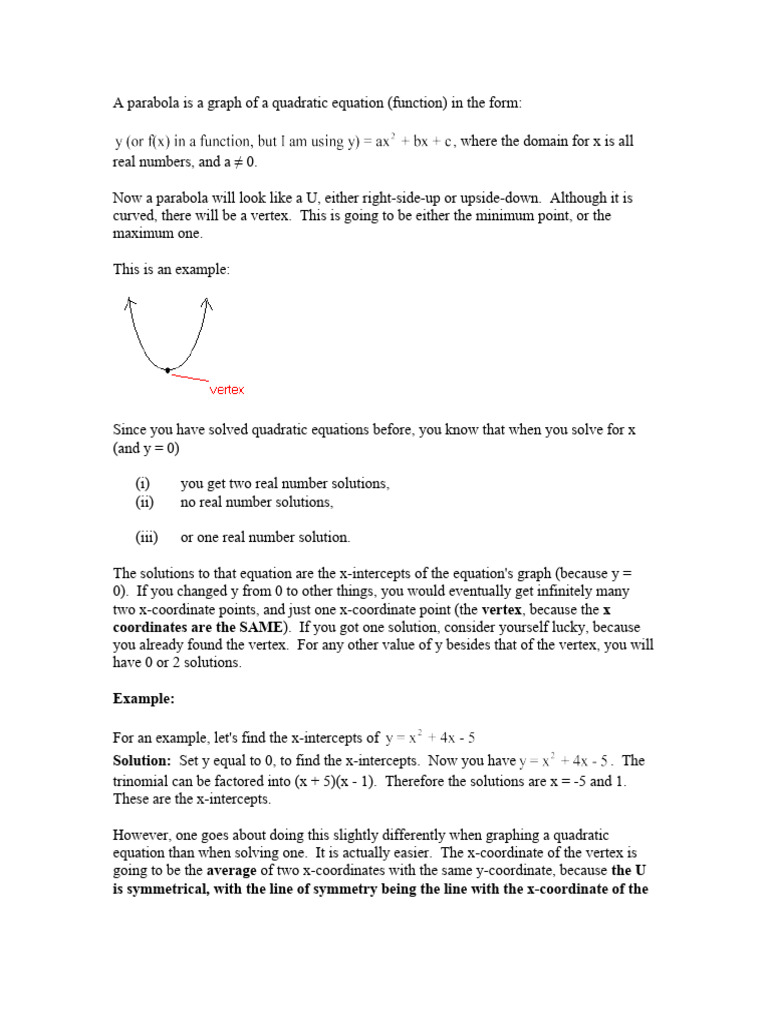 sketching parabola | PDF | Quadratic Equation | Equations