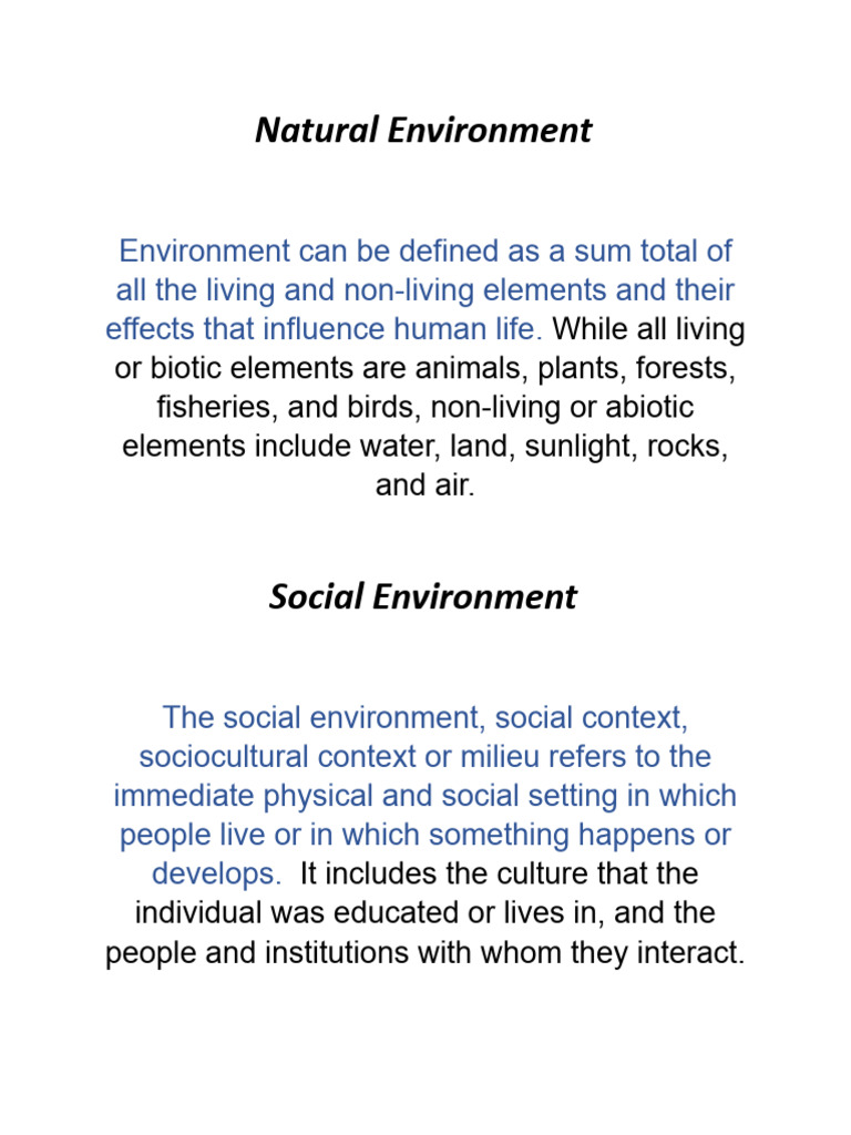 Understanding Natural and Social Environments | PDF