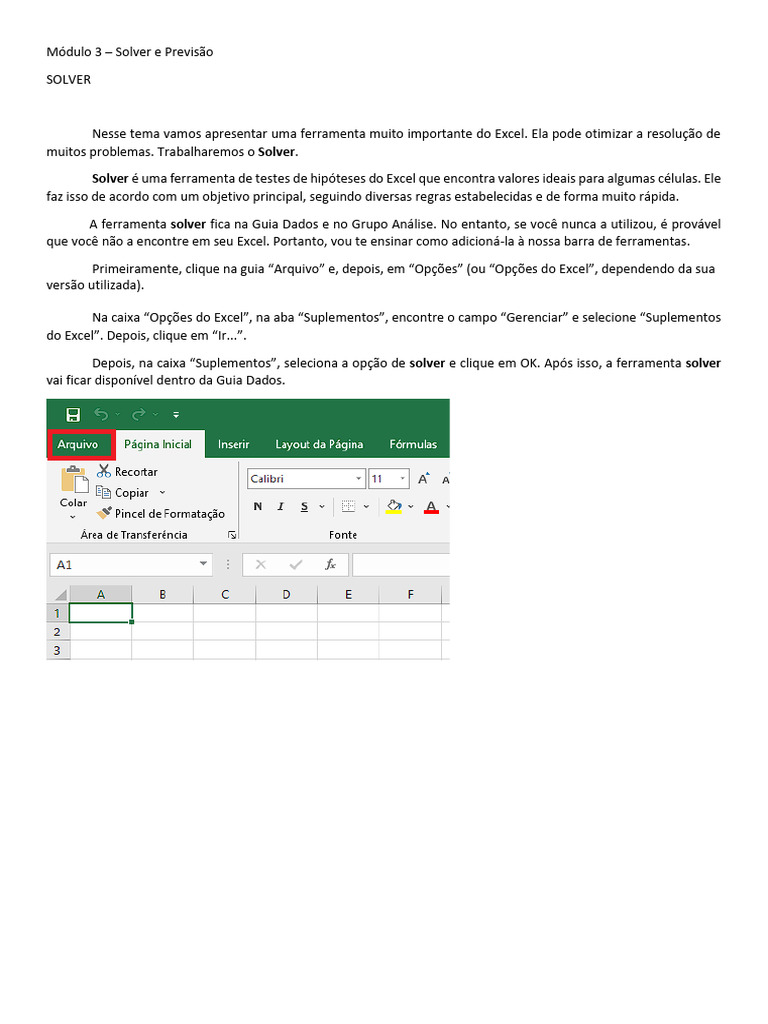 Módulo 03 - Excel Avançado - Previsão e Solver | PDF | Microsoft Excel ...