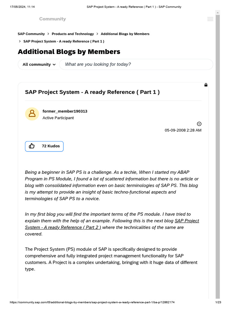 SAP Project System - A Ready Reference (Part 1) - SAP Community | PDF SAP Project System - A Ready Reference (Part 1) - SAP Community | PDF