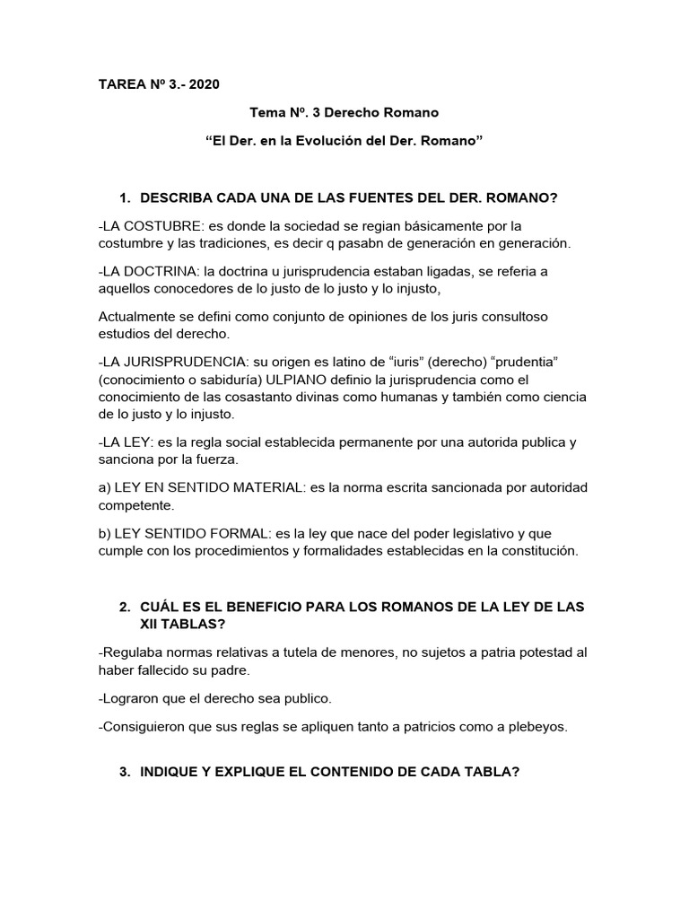 D.romano TAREA | PDF | Ley romana | Caso de ley