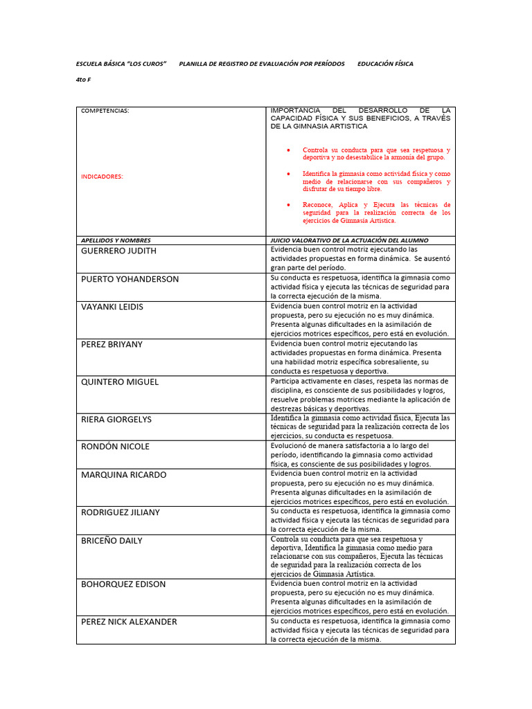 Boletas 2017 - 2018 | PDF | Gimnasia | Comportamiento