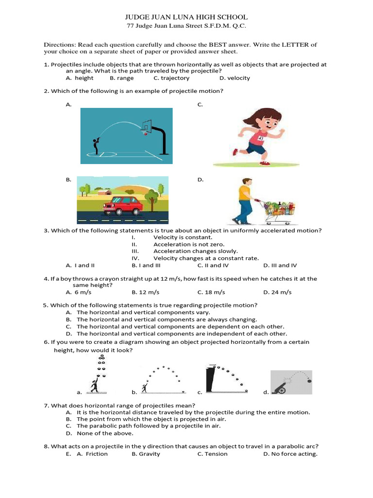 Physics Multiple Choice Exam | PDF | Kinetic Energy | Momentum