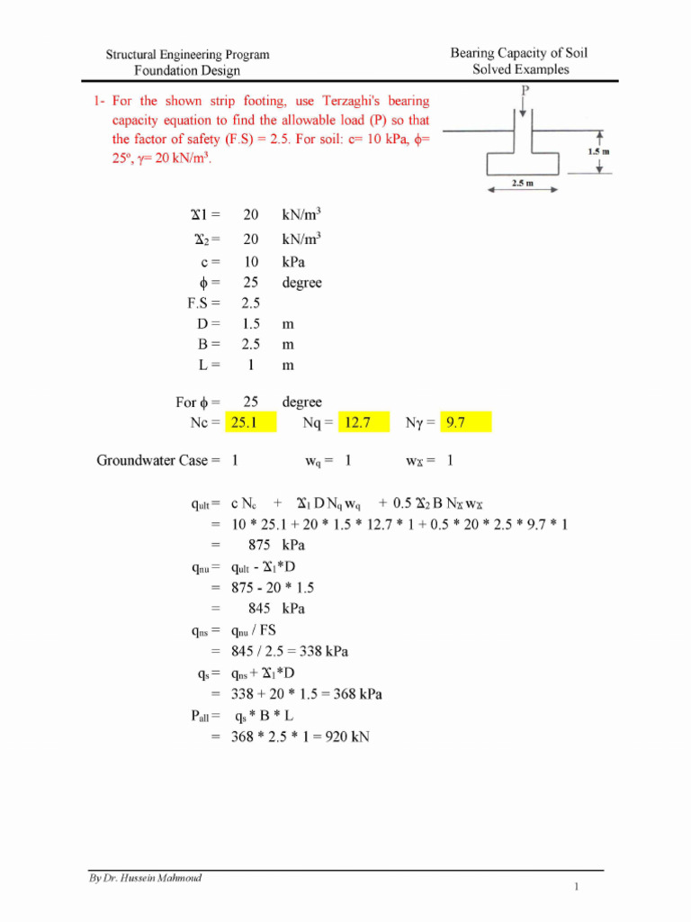Bearing Capacity Examples | PDF