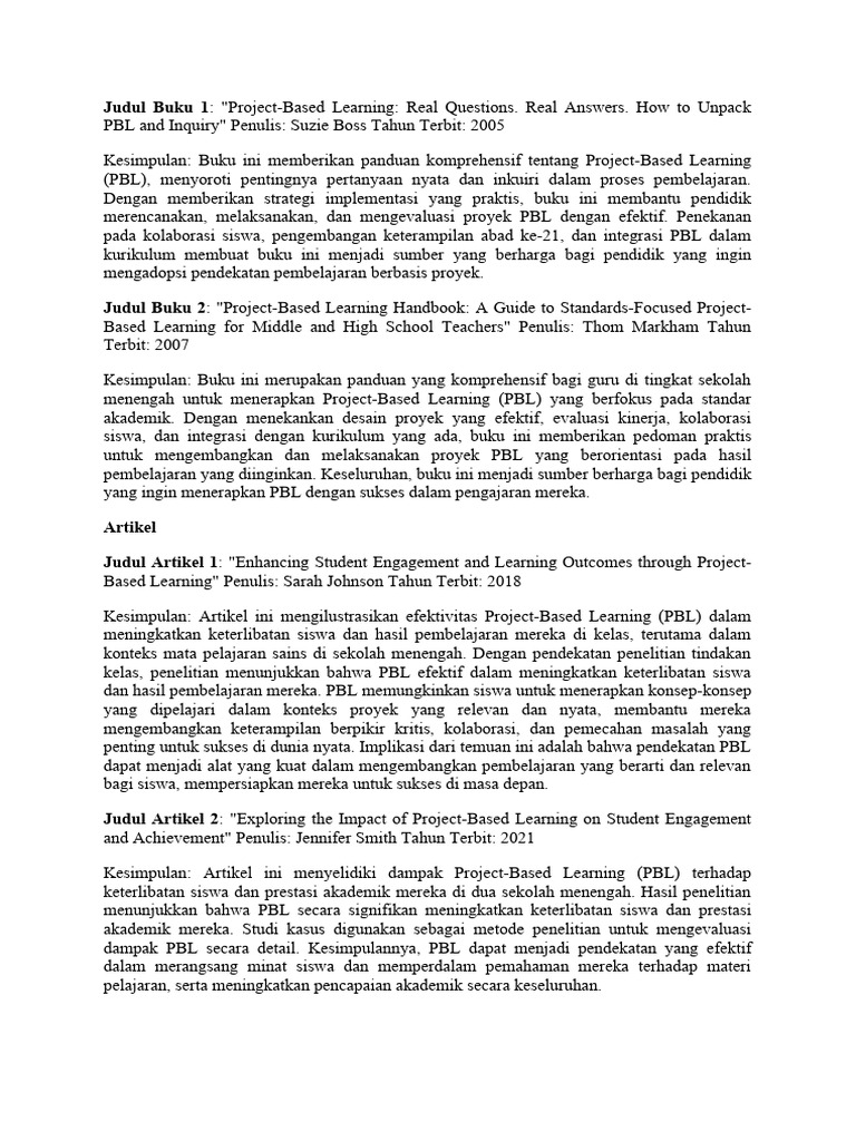 Buku & Jurnal Project-Based Learning | PDF