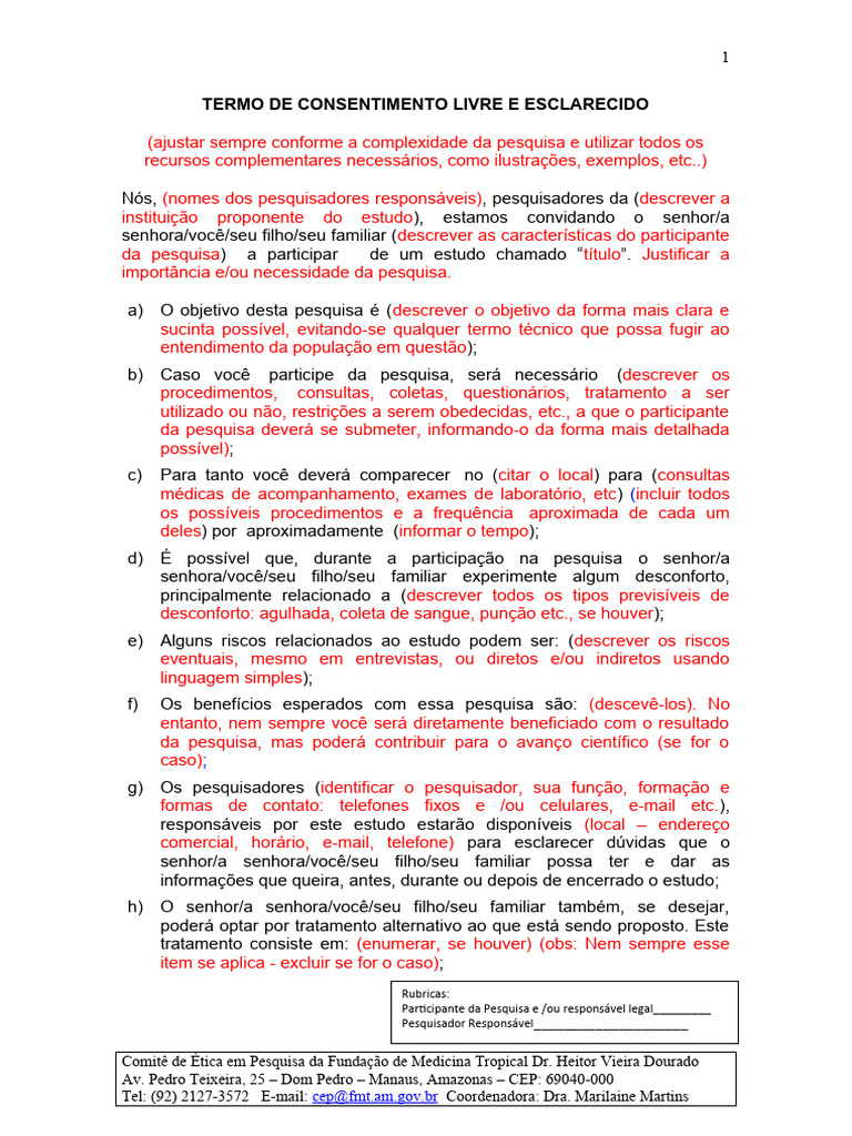 Modelo para TCLE | PDF | Tratamento e grupos de controle | Tempo