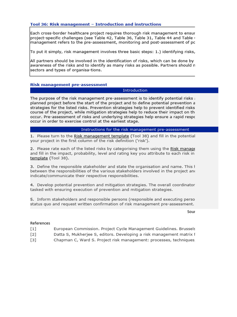 Tool 36 -38 - Risk Management | PDF | Risk Management | Risk