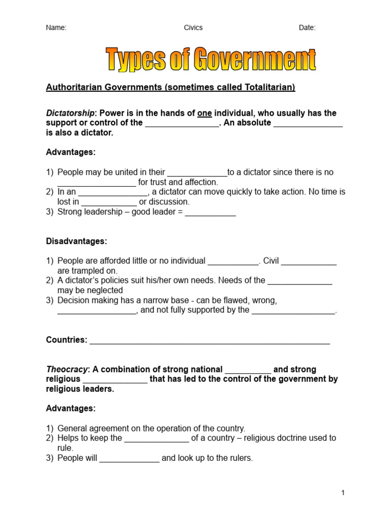 Types of Government | Download Free PDF | Dictatorship | Monarchy