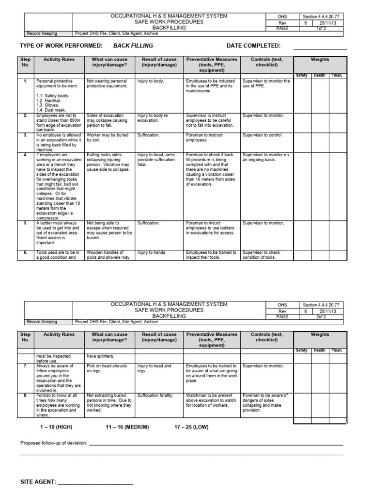RA - Backfilling (Draft) | PDF | Personal Protective Equipment | Labor ...