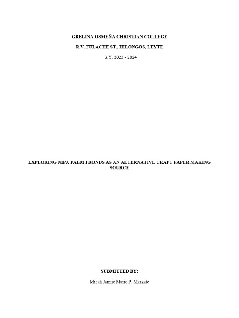 Research and Discussion (G12-Nipa Palm Fronds Used As An Alternative ...