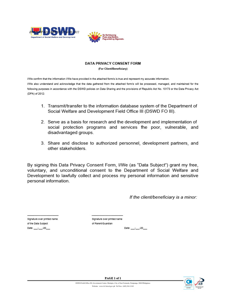 Data Privacy Consent Form 2 | PDF