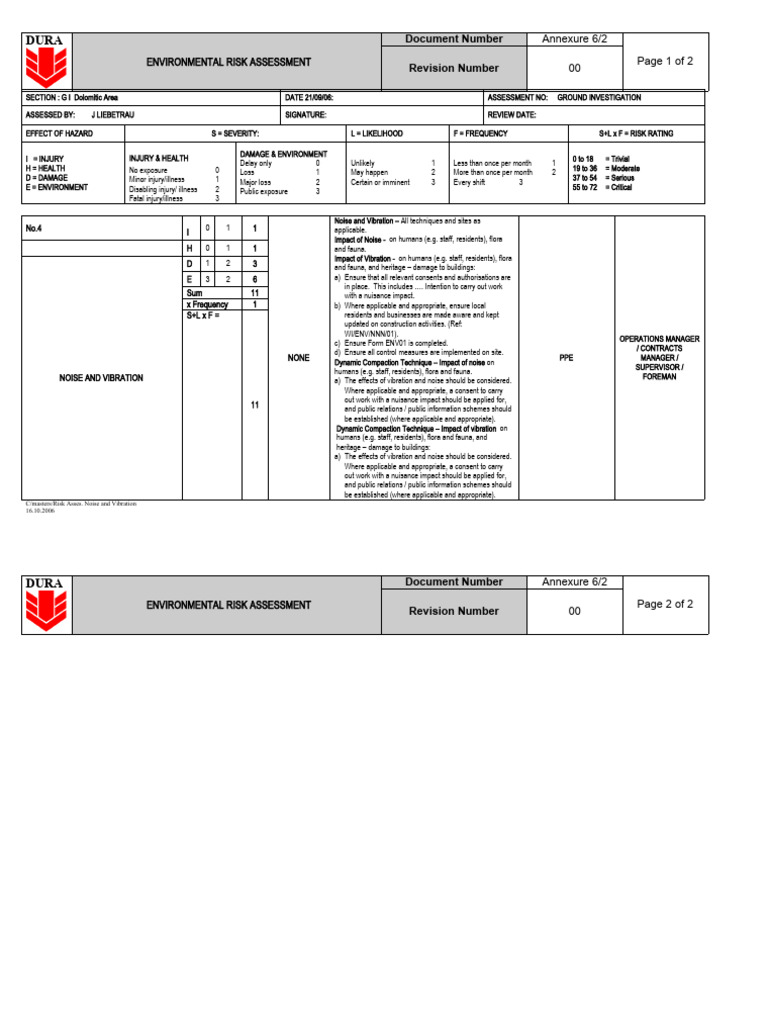 Risk Asses. Noise and Vibration | Download Free PDF | Noise | Risk