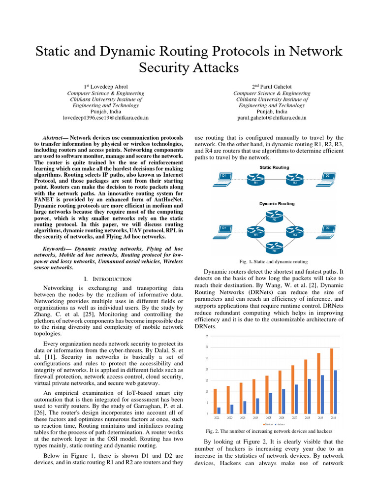 Static and Dynamic Routing Protocols in Network Security Attacks | PDF | Computer Network | Routing