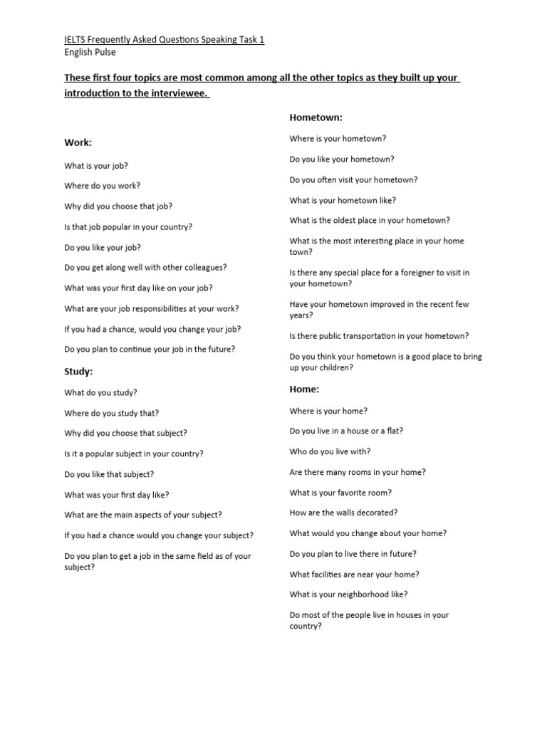 IELTS Speaking Task 1 | PDF | Pet | Birthdays