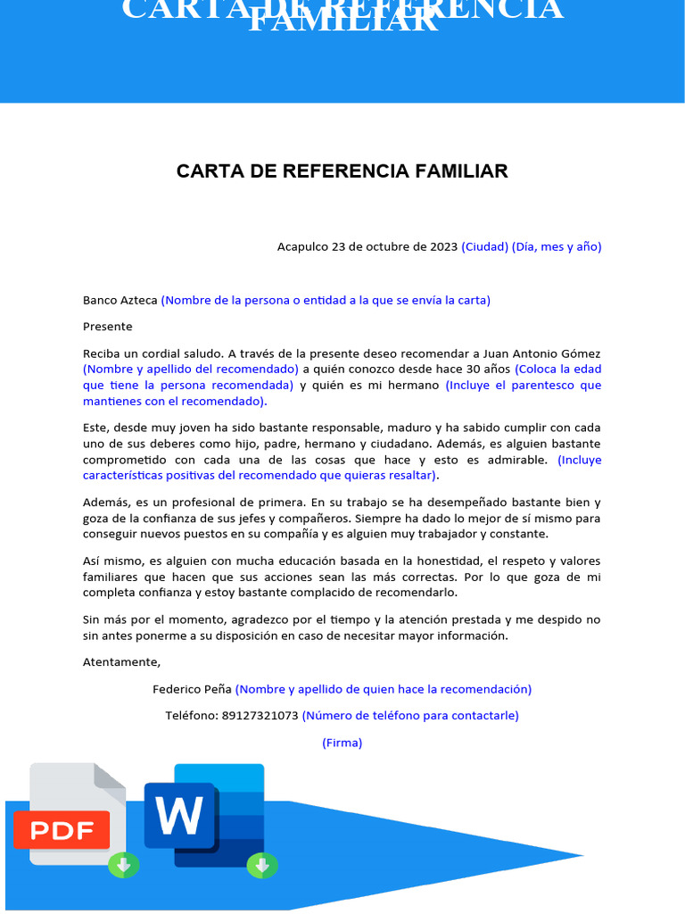 Carta de Referencia Familiar | PDF