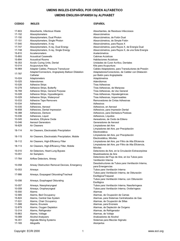 Codigos en Ingles | PDF | Sangre | Especialidades Medicas
