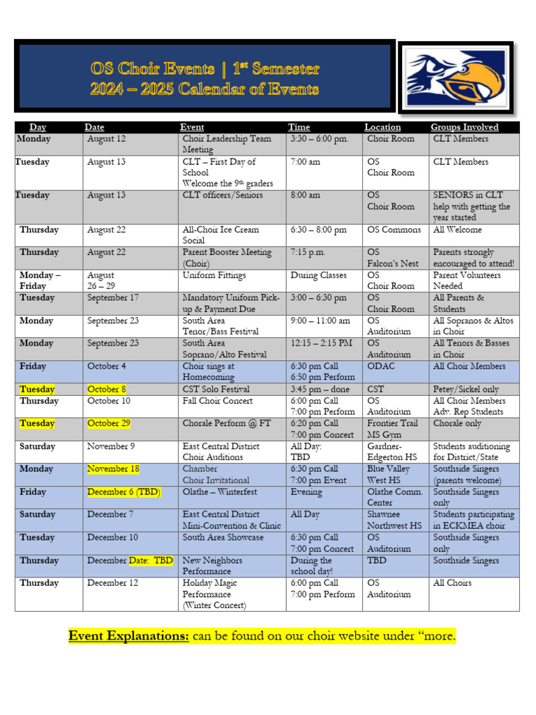 2024-2025 Choir Calendar May | PDF | Choir | Performing Arts