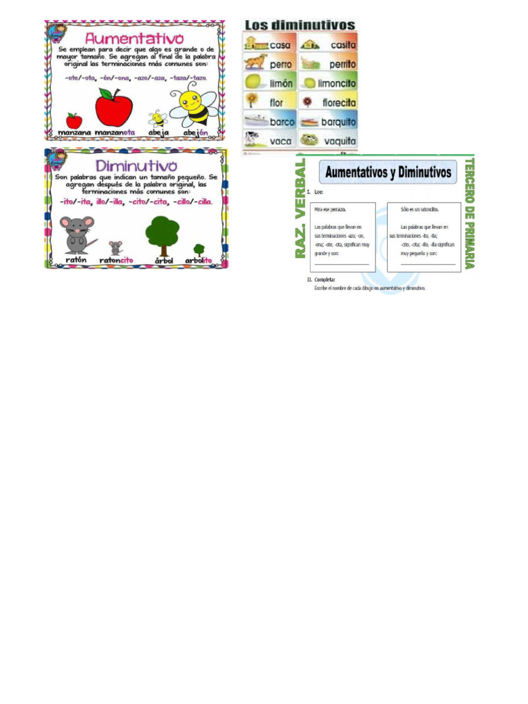 Ficha de Aumentativo y Diminutivo | PDF