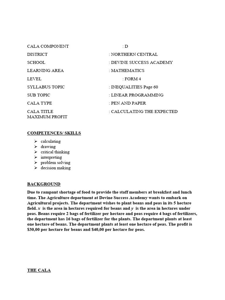 Cala Maths Ineq Houses Comp D | PDF | Linear Programming | Fertilizer