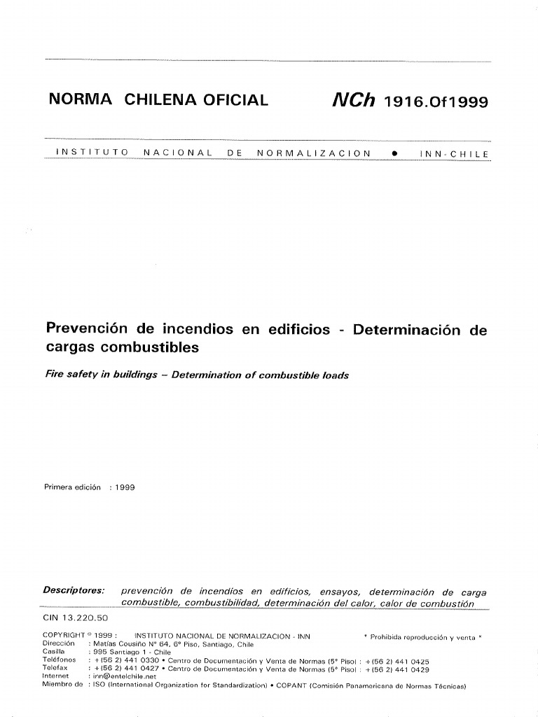 NCh 1916 1999 - Carga Combustible | PDF