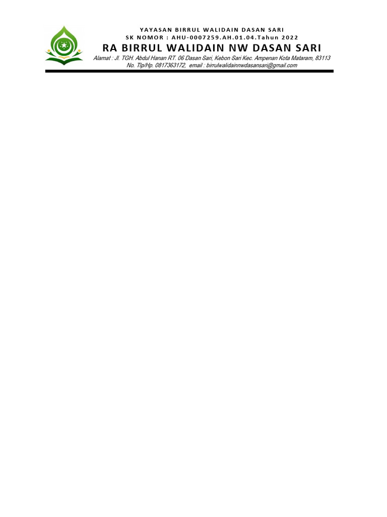 KOP SURAT RA BIRRUL WALIDAIN Yg Baru | PDF