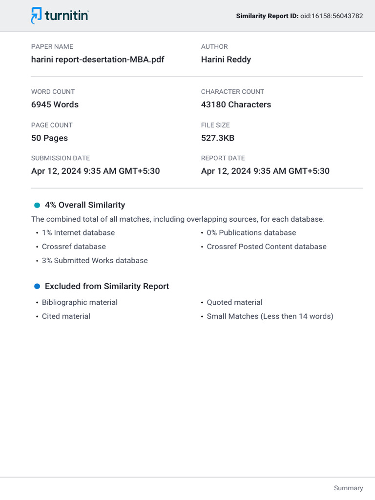 Harini report-desertation-MBA - PDF (1) Harini Reddy | PDF | Enterprise Resource Planning ...