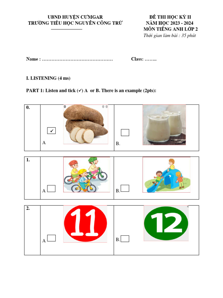 Đề Thi HK 2 Ta2 2023-2024 | PDF