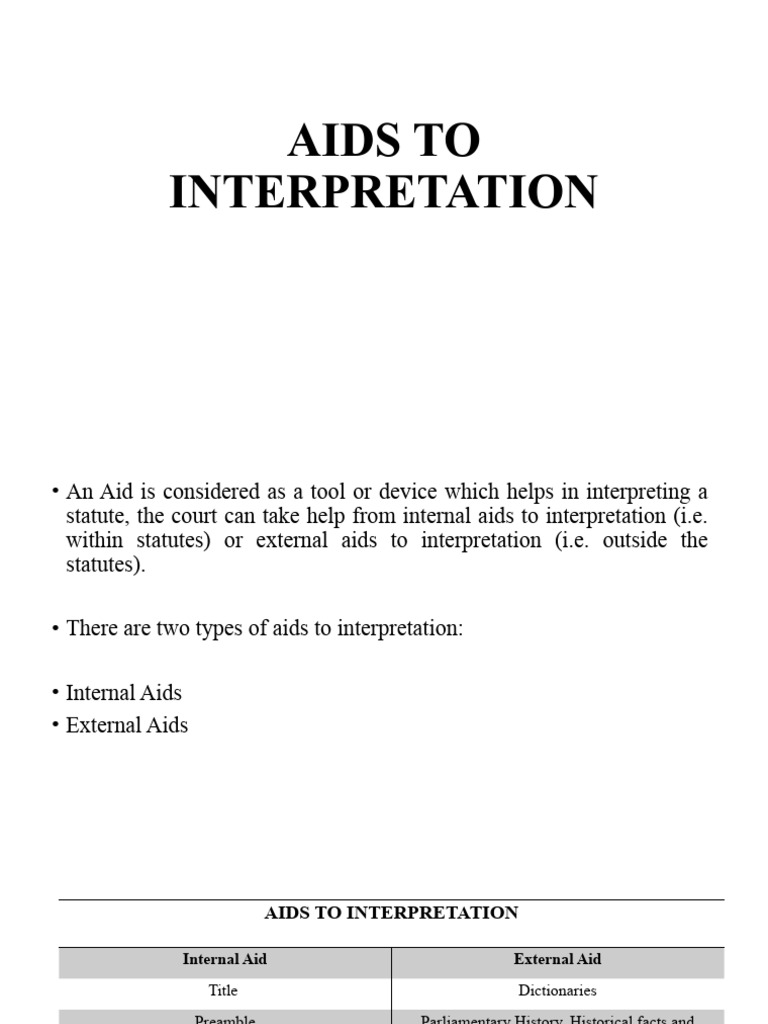 Aids To Interpretation | PDF | Statutory Interpretation | Justice