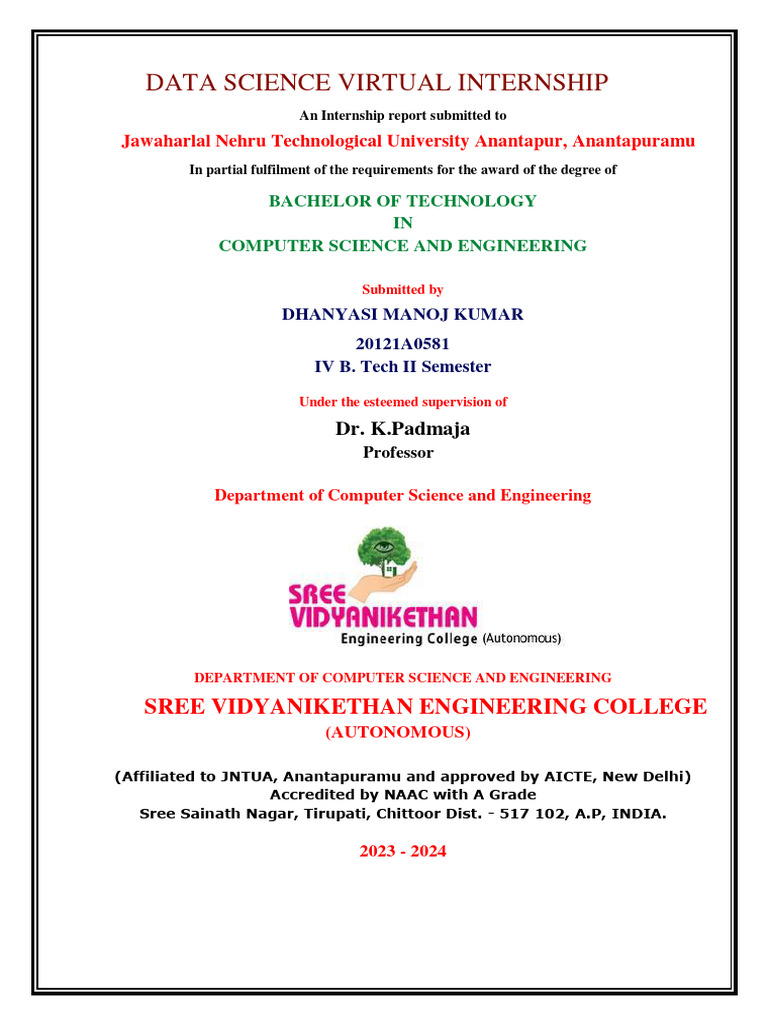 Manoj Intern Data Science | Download Free PDF | Data Science | Machine Learning