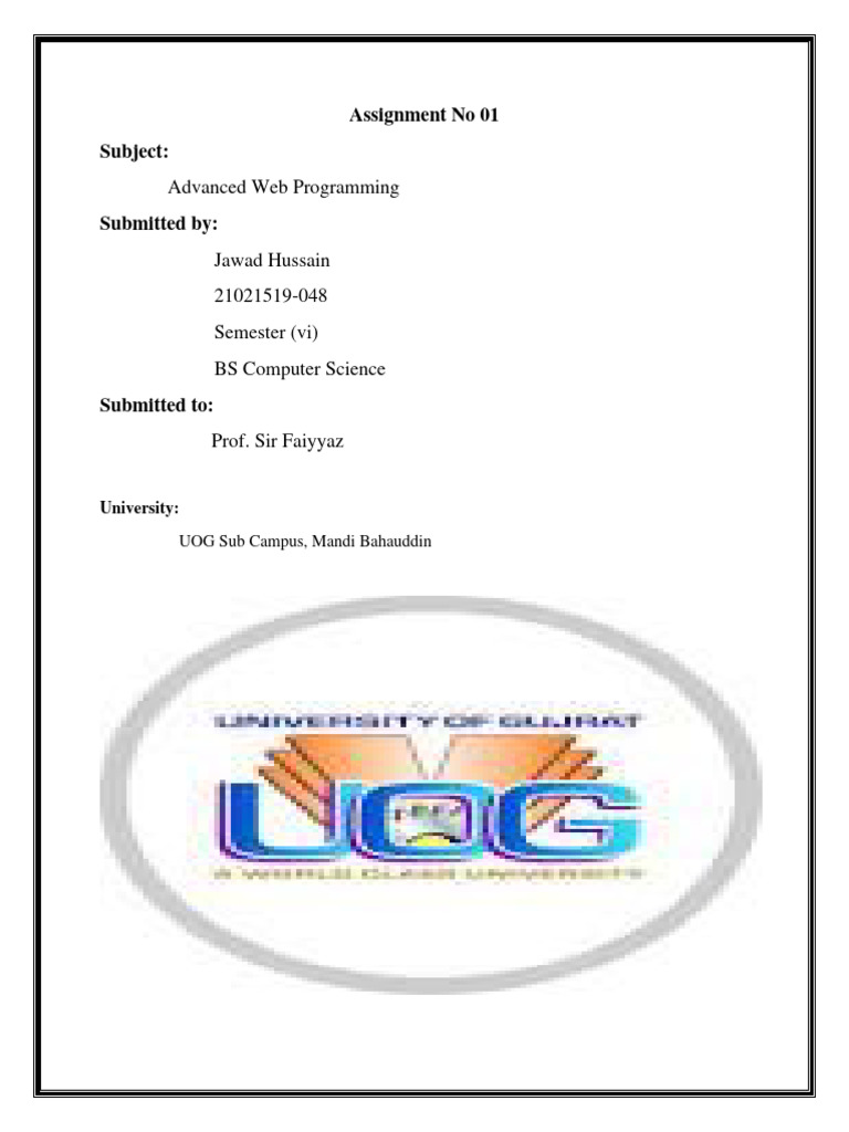 Assignment No 01 (Jawad Hussain (21021519-048) ) | PDF | Mobile App | Web Development