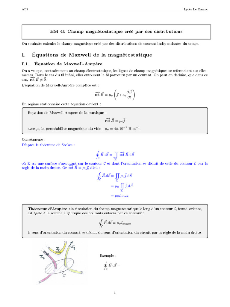 Champ magnétique en magnétostatique | PDF | Équations de Maxwell ...