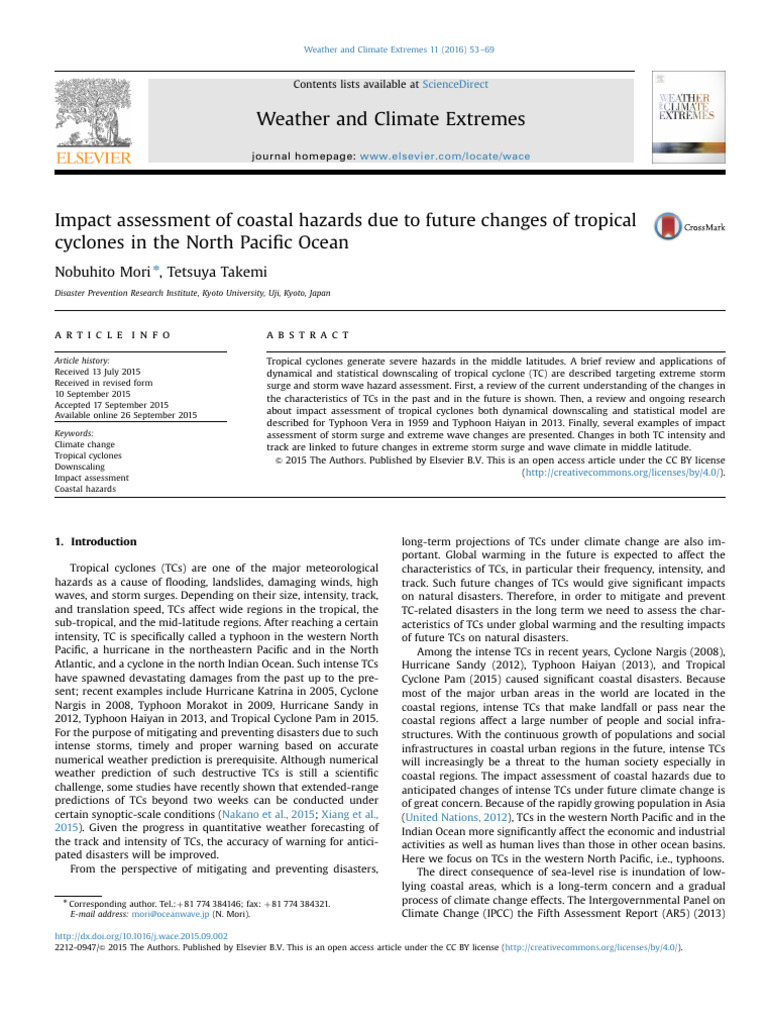 Coastal Hazards from Future Tropical Cyclones | PDF | Tropical Cyclones ...