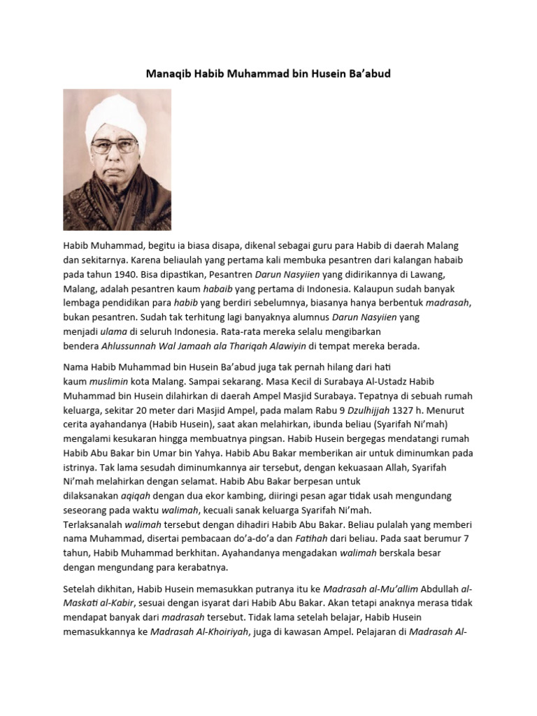 Manaqib Habib Muhammad Ba’abud | PDF | Agama & Spiritualitas