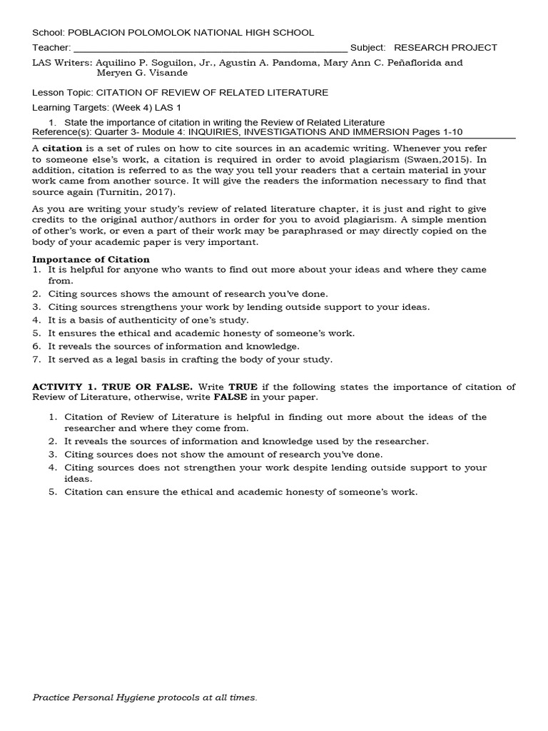 Las - Research Project Q3 Week4 - Sy 20211 22 | PDF | Citation | Learning