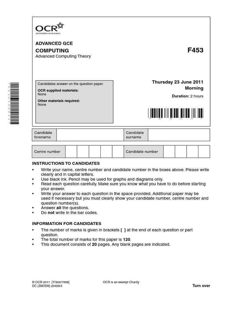 June 2011 2 Computer Science Ocr Paper | PDF | Source Code | Computer ...