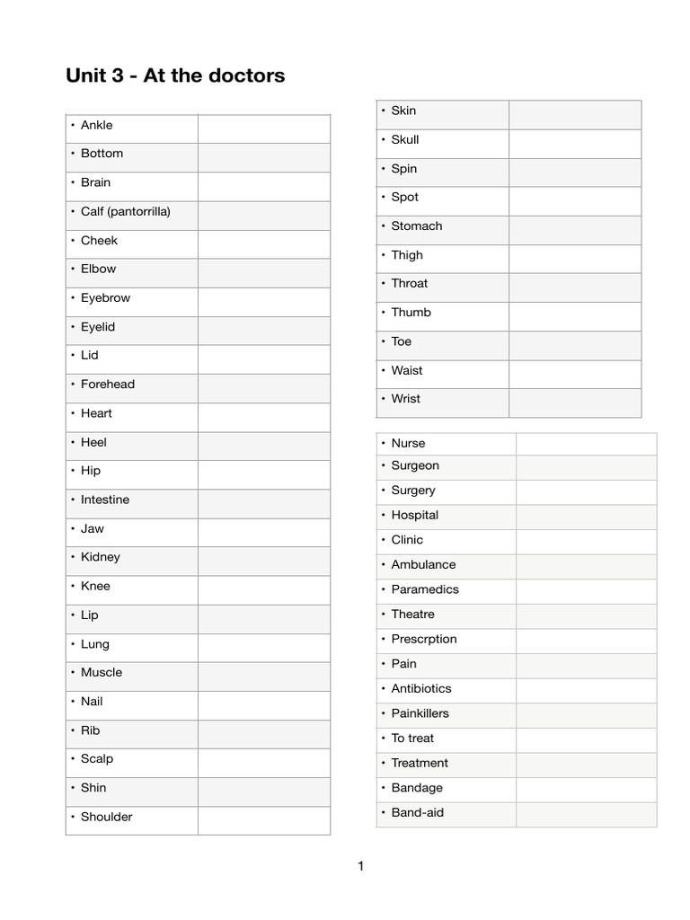 Vocabulary UNITS - 3, 4, 5 and 7 | PDF